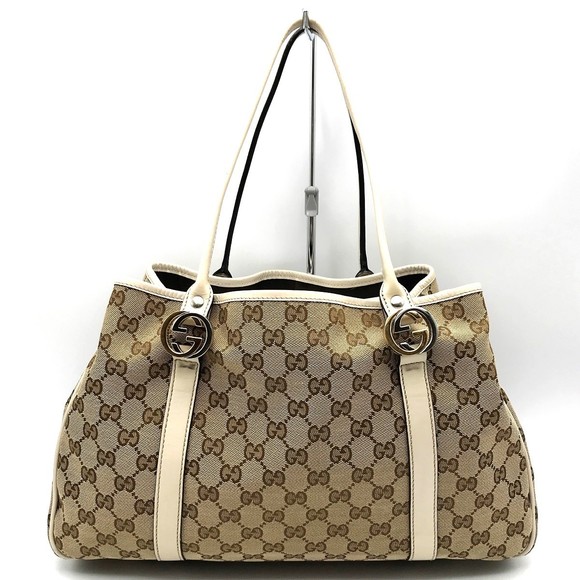Gucci | Bags | Gucci Gg White Tan Twins Gg Bag | Poshmark